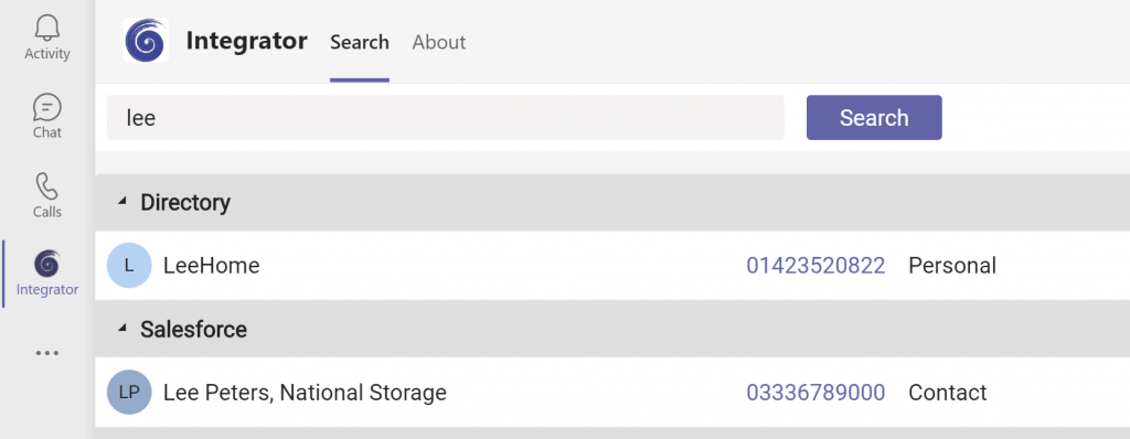 Search and Call for Microsoft Teams - Go Connect Bina