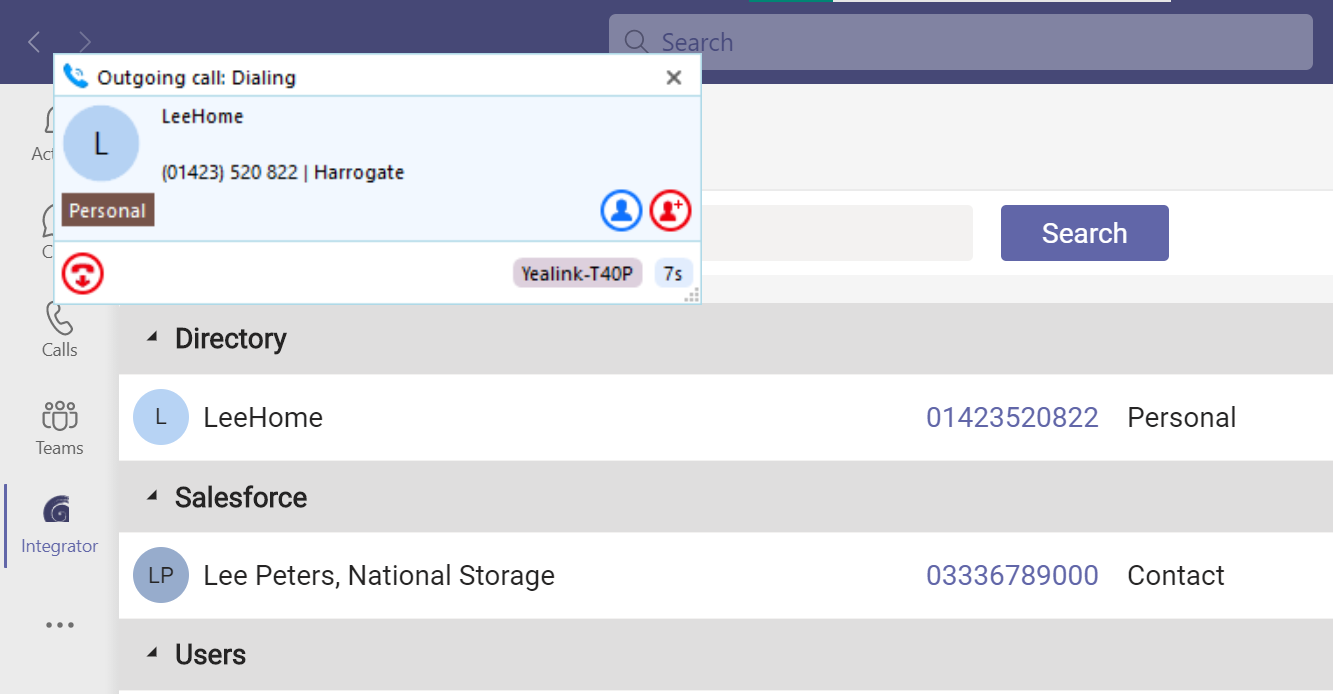 Search and Call for Microsoft Teams - Go Connect Bina